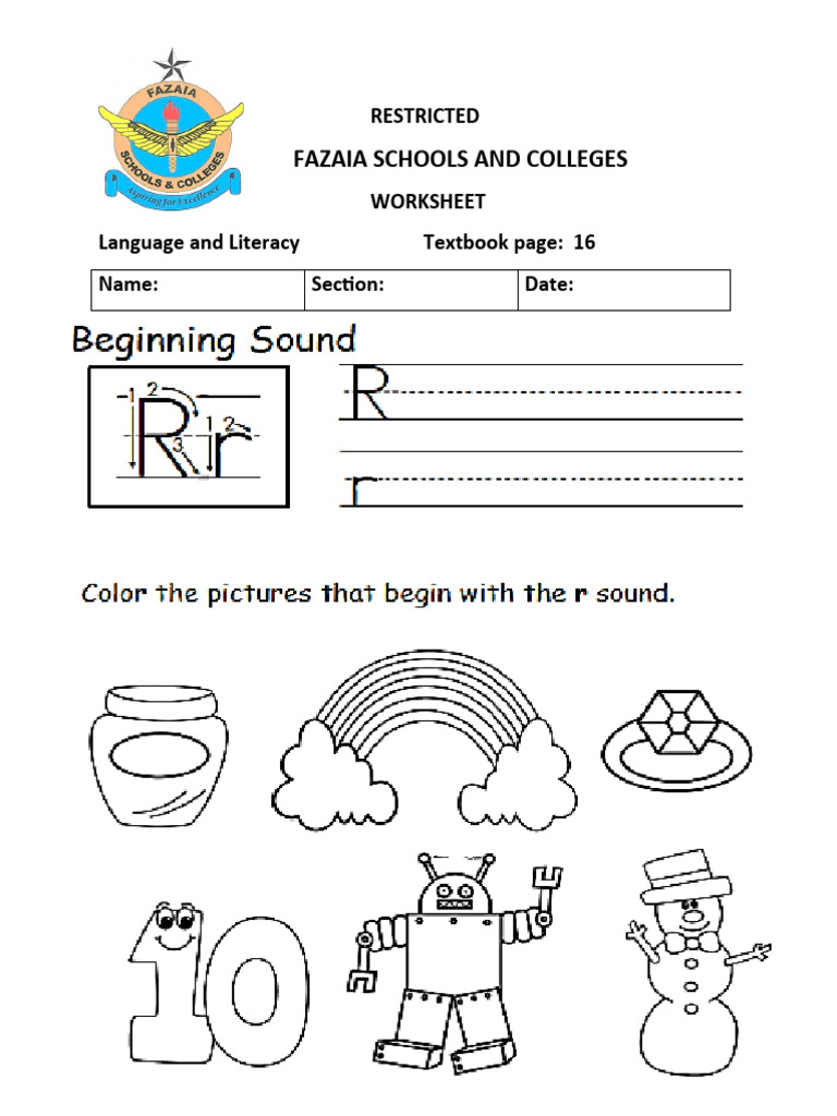 Eng Worksheets Weeks Class Ece | PDF