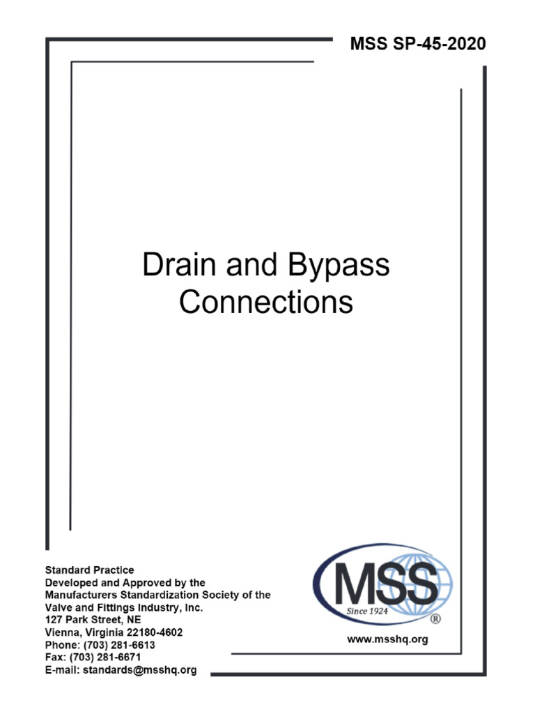 MSS SP-45 (2020) Drain and Bypass Connections | PDF