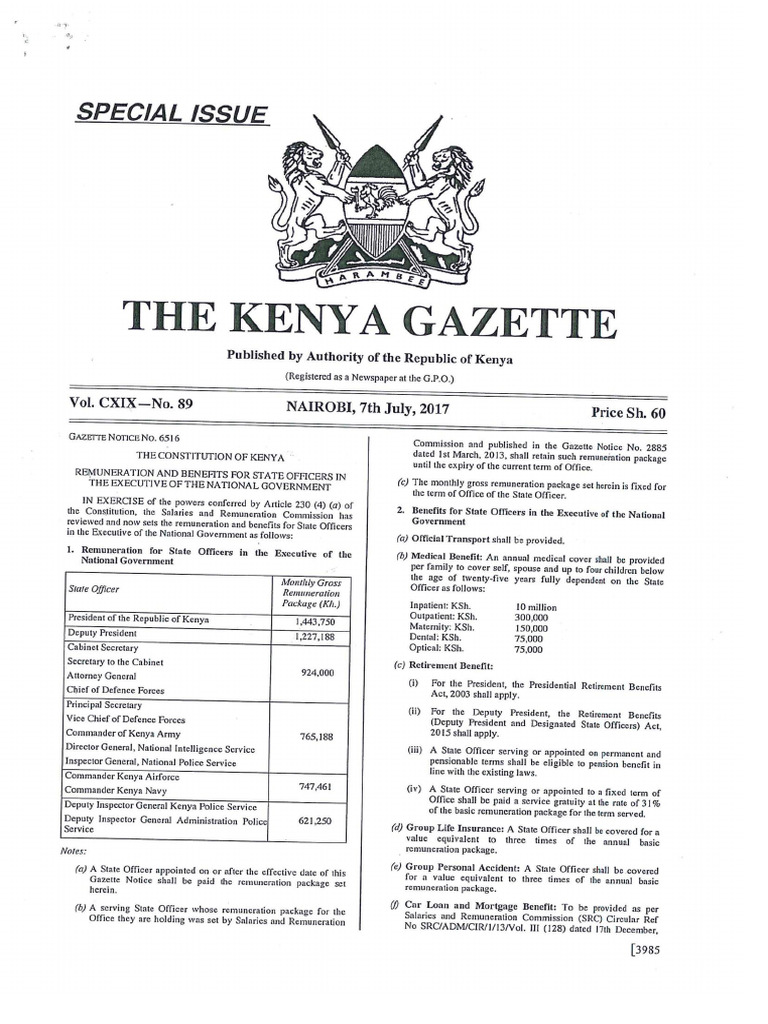 State Officers Gazette Notice Corrigendum Vol - CXIX - No.89 of 7th ...