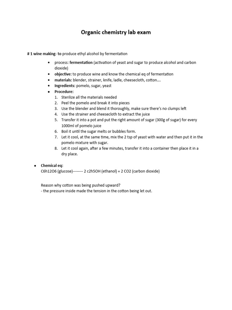 Organic Chemistry Lab Exam Pdf Ethanol Sodium Hydroxide