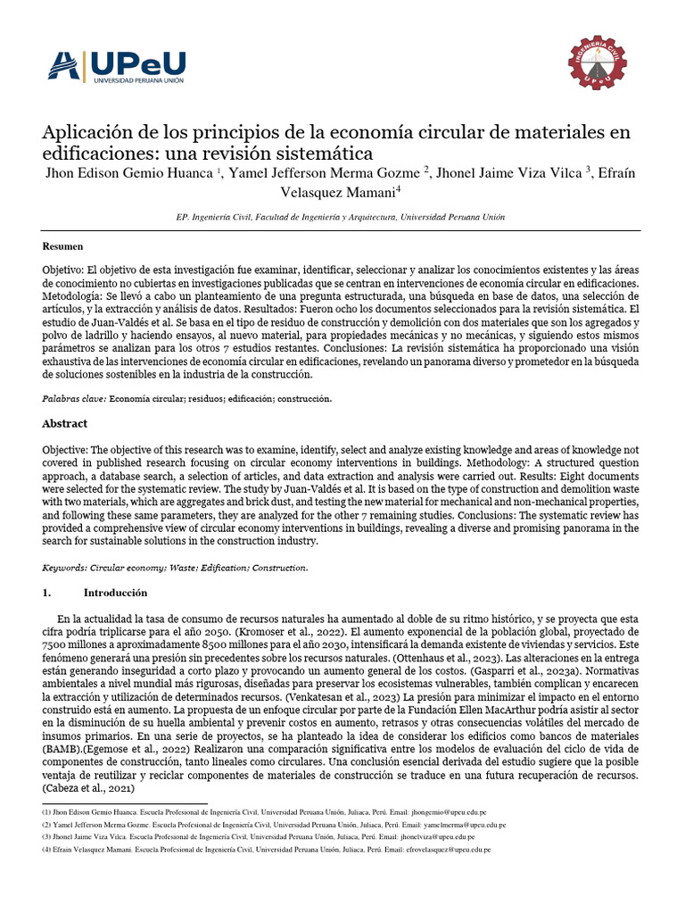 Aplicacion de La Economia Circular de Materiales en Edificios, Una Revisión Sistematica | PDF ...