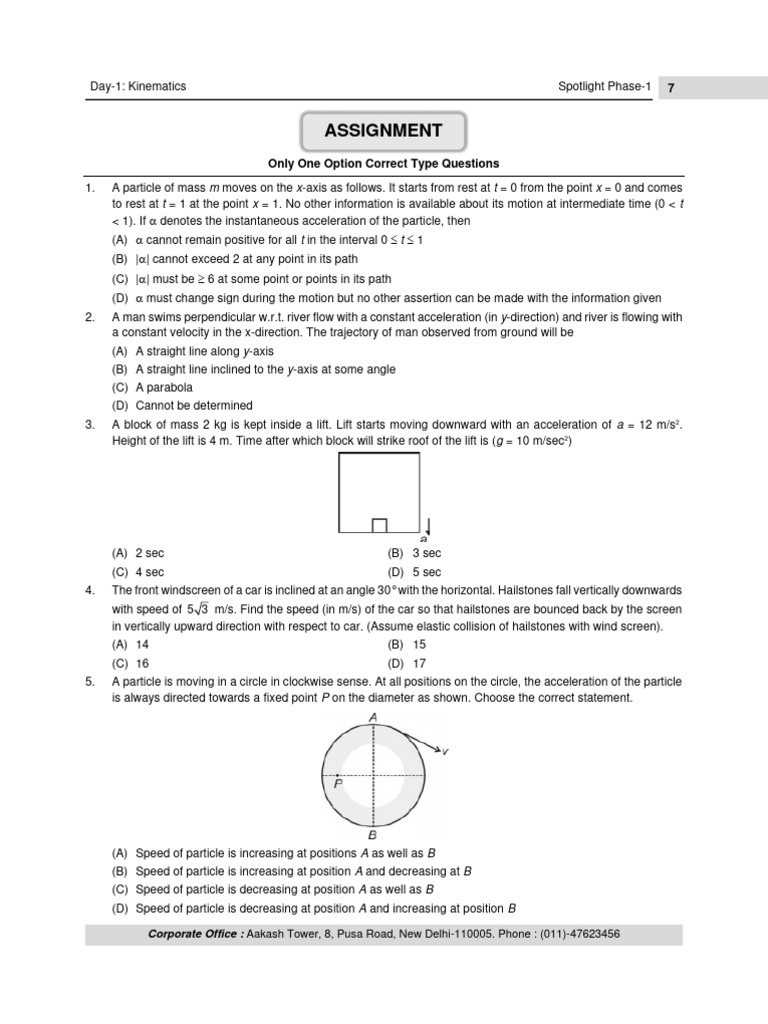 Spotlight Phase - 1 - Physics Day - 01 (Assignment & DPP) | PDF | Physics | Applied And ...
