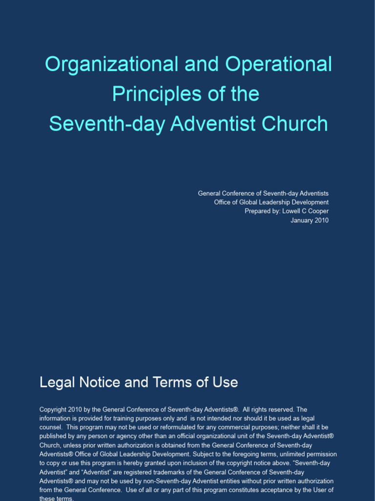 Organizational and Operational Principles of The SDA Church | Download ...