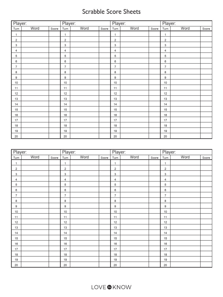 3469 Printable Scrabble Score Sheets | PDF