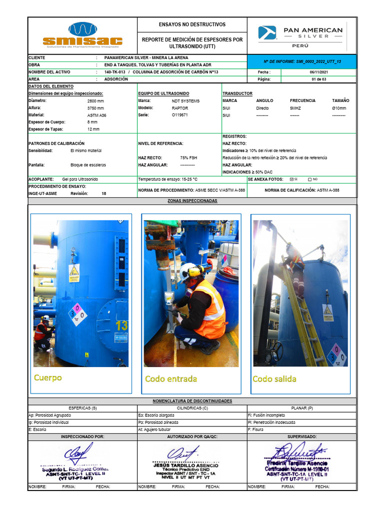 SMI - 0003 - 2022 - UTT - 13 - La Arena S.A - Adsorcion - Tanque 140-TK-013 | PDF | Ingeniería ...