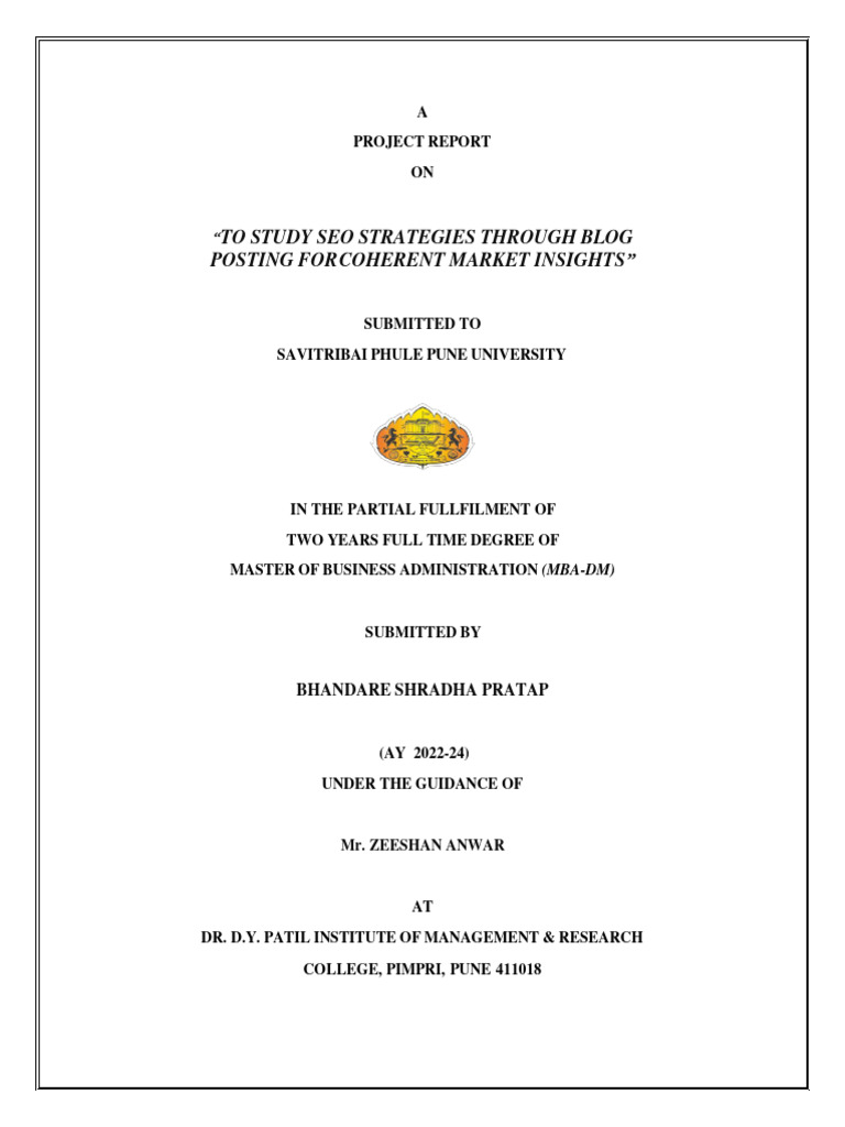 MBA PROJECT SIP Report | PDF | Search Engine Optimization | Methodology