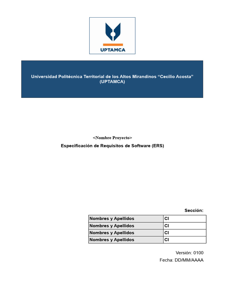Documento de Especificacion de Requisitos UPTAMCA | PDF | Caso de uso | Software