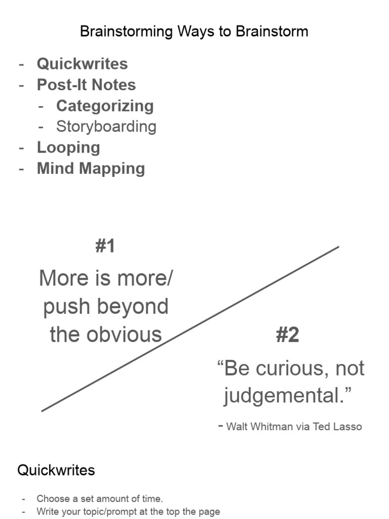 Brainstorming Ways To Brainstorm | PDF