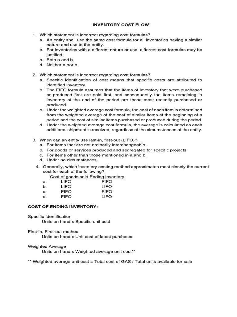 2.5.2 - Inventory Cost Flow (MCQ) | PDF | Cost Of Goods Sold | Business Economics
