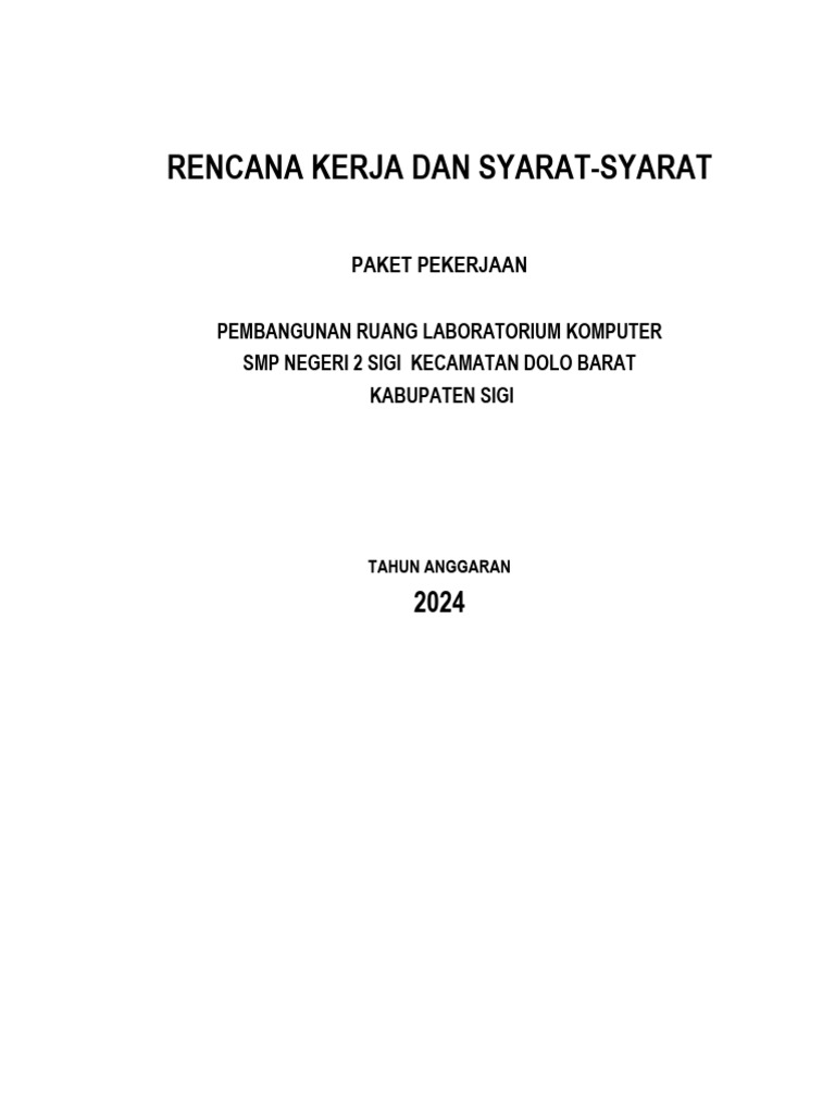 RKS Pembangunan Lab SMP Negeri 2 Sigi | PDF