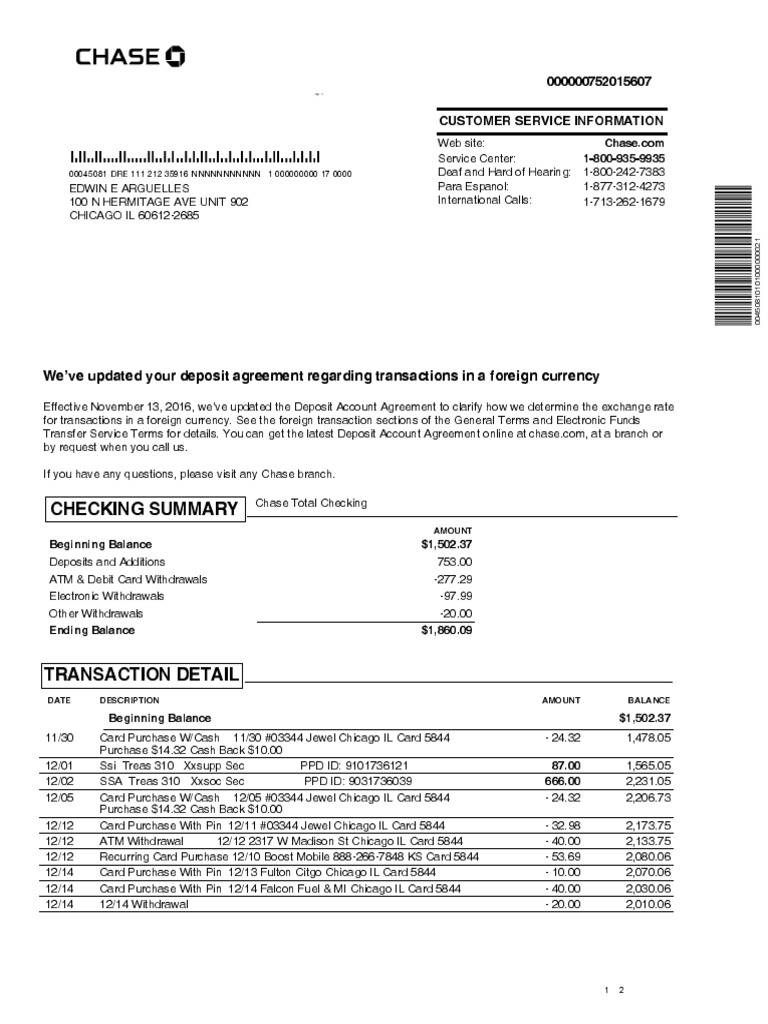 Checking Account Transaction Summary | PDF | Transaction Account ...