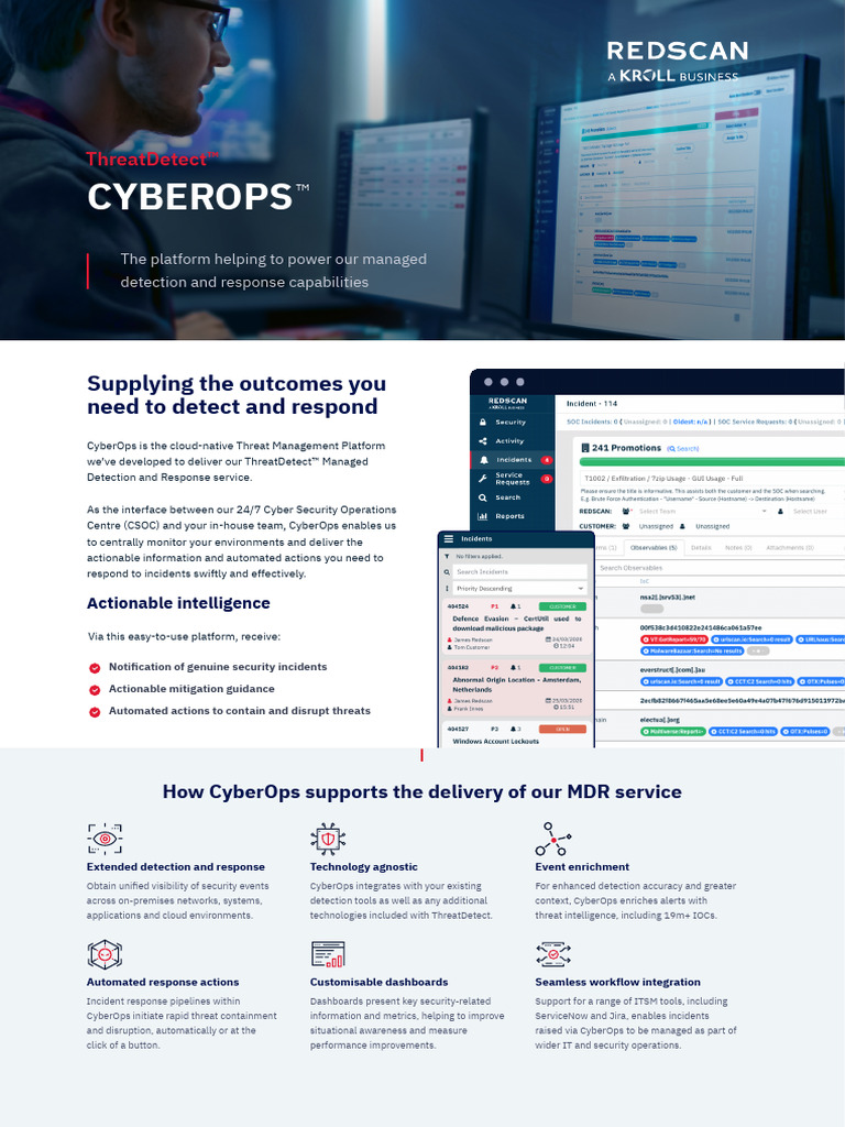 Redscan_-CyberOps-Datasheet_v2.1 | PDF | Cloud Computing | Computer Security