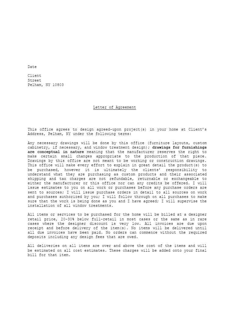 Interior Design Contract-Template | PDF | Receipt | Fee