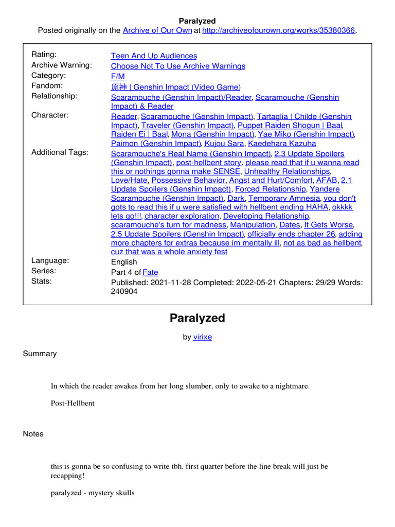 Paralyzed | PDF | Feeling | Mind