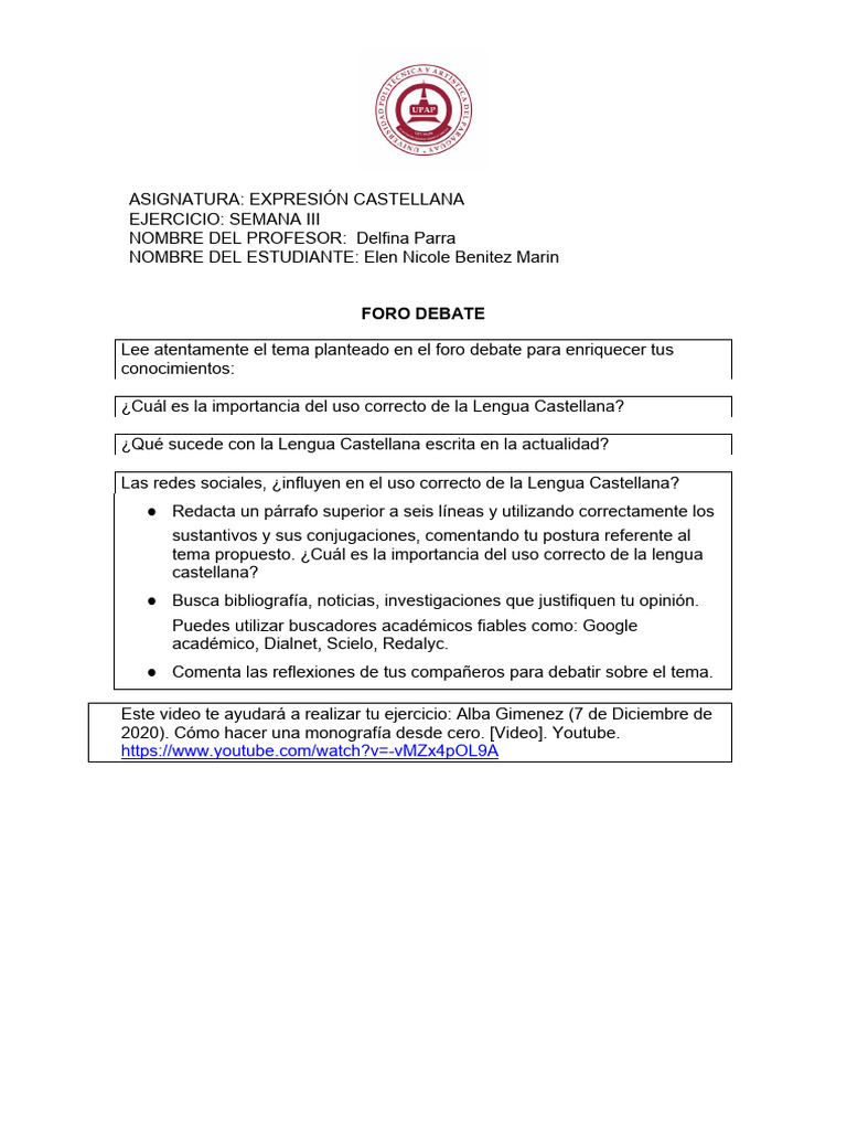 Sem III Expre Nicole | PDF | Lengua española | Redes sociales