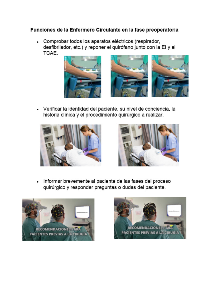 Funciones de La Enfermero Circulante en La Fase Preoperatoria | PDF