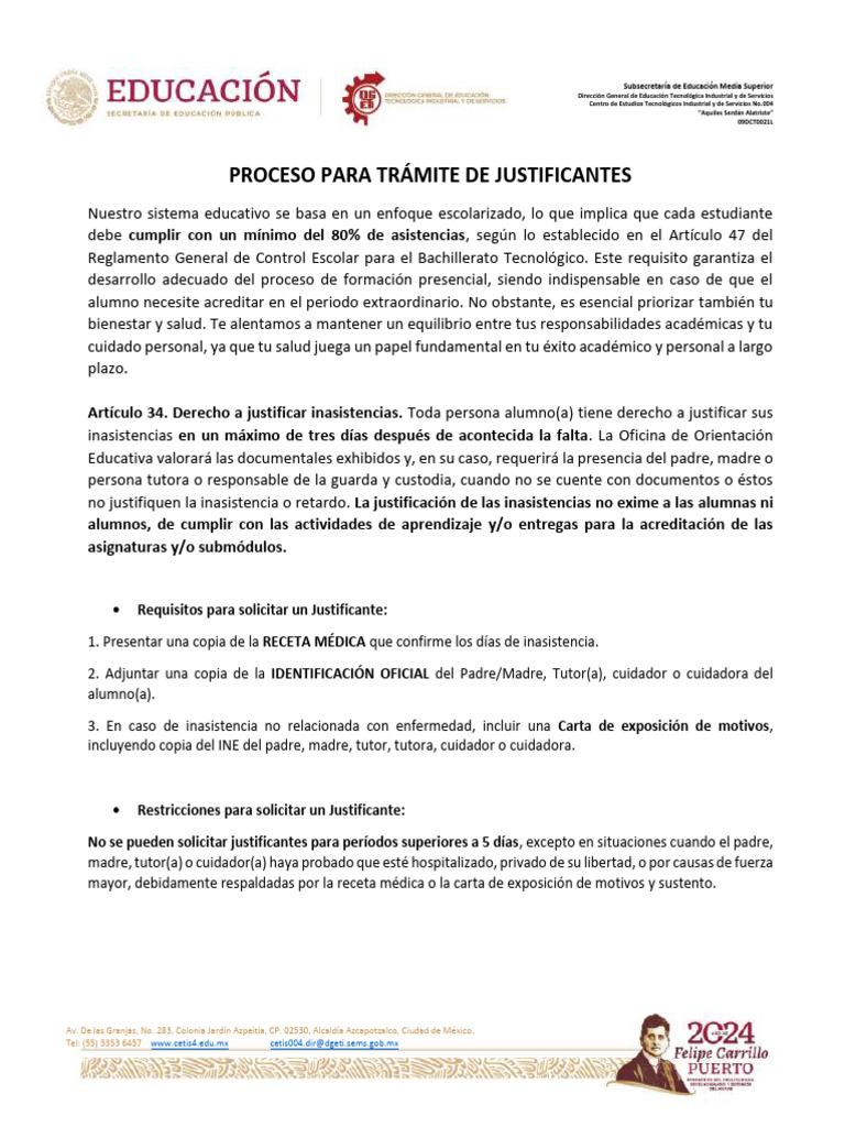Proceso Trámite de Justificantes Cetis 4 | PDF | Maestros