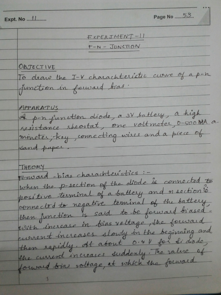 Experiment 7 P N Junction Pdf