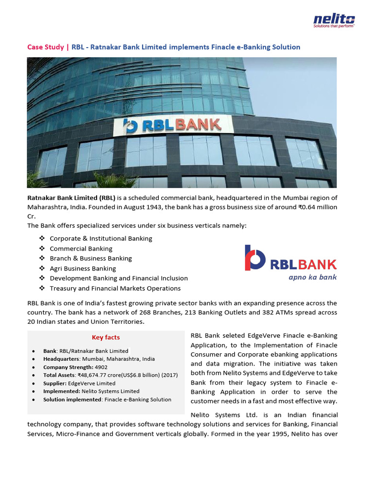 Nelito_RBL_Bank_FEBA_CBS_Case_Study | PDF | Banks | Online Banking