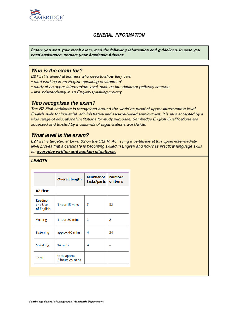 Sample Test B2 First Ac | Download Free PDF | Qualifications