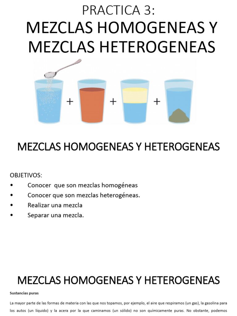 Practica, Mezclas Homogeneas y Heterogeneas | PDF | Mezcla | Sustancias químicas