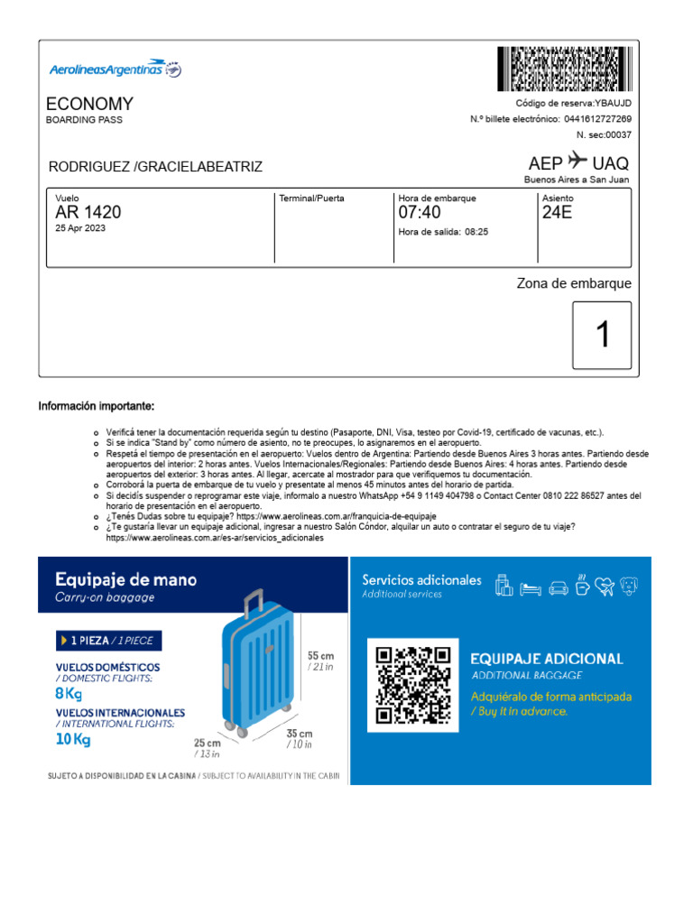 Reserva y Embarque Aerolíneas Argentinas | PDF | Aviación