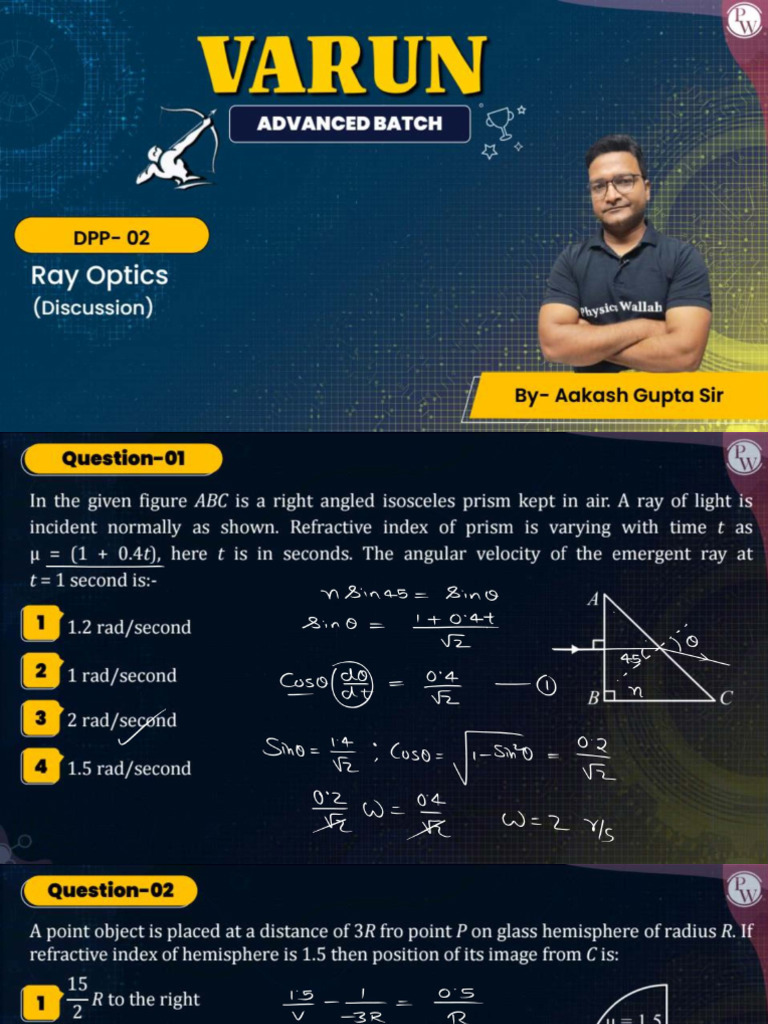 663478fe99e8840018526272 - ## - Ray Optics - DPP 02 Solution Notes ...