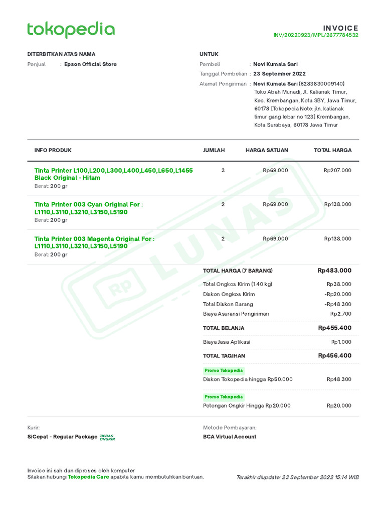 Invoice Tinta | PDF