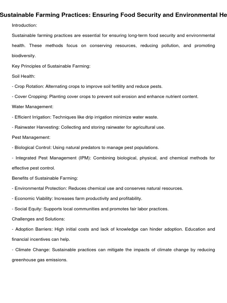 Sustainable Farming Article | PDF