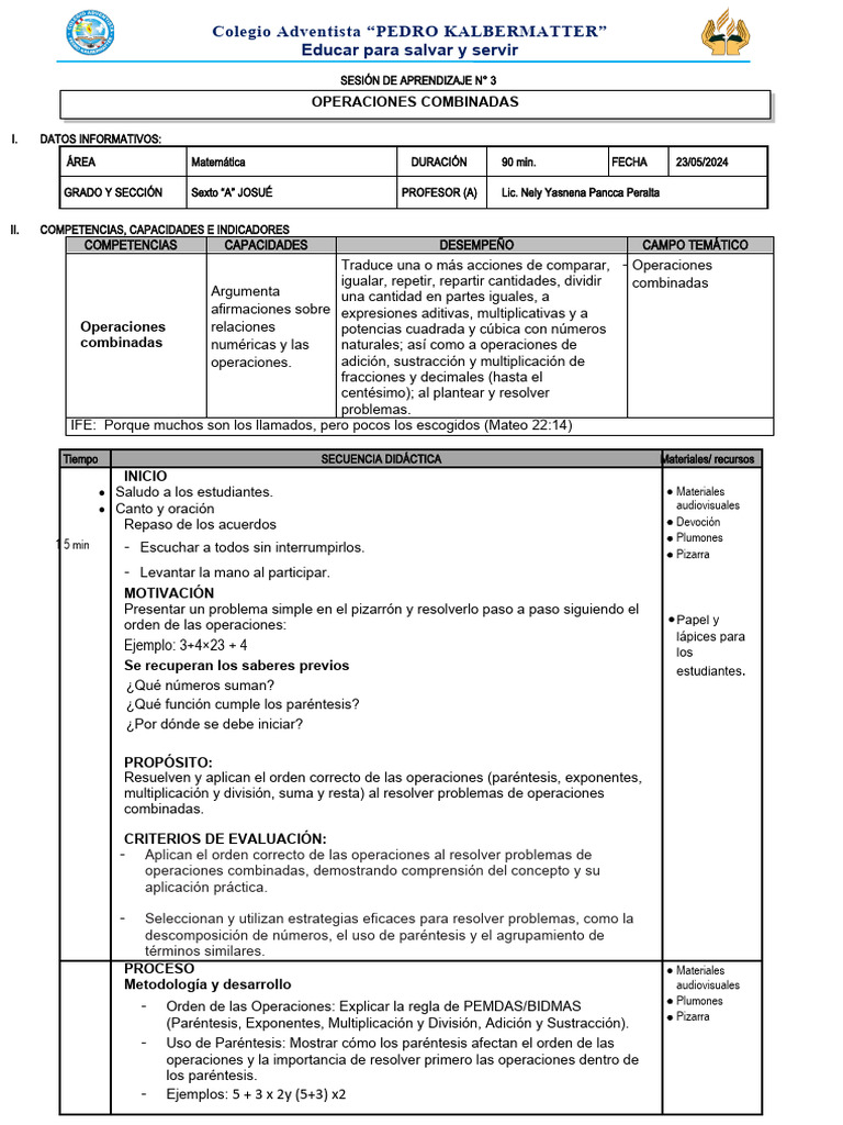 Ses Aprendizaje Pri 6 A Matem 7948 20240523175616 | PDF ...