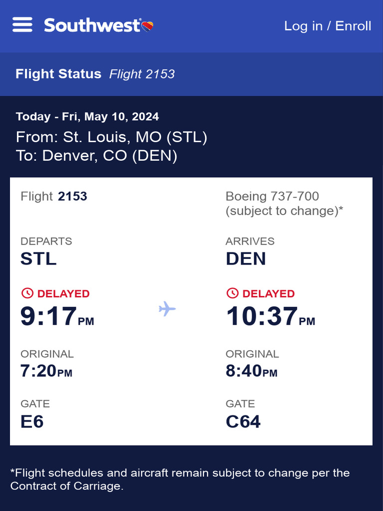 Flight 2153 Status Update: STL to DEN | PDF