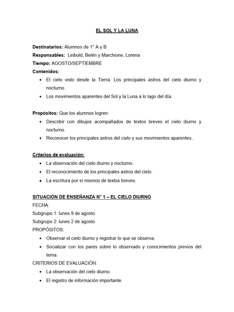 Observación del Sol y la Luna en Clase | PDF | Luna | Astronomía
