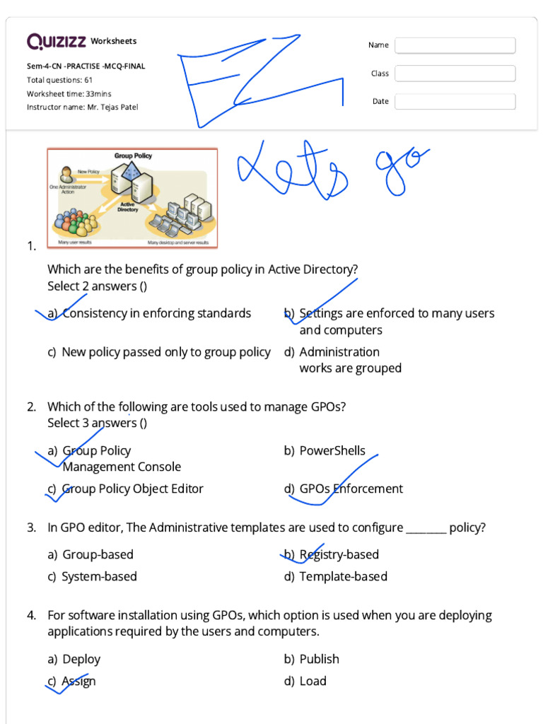 PRACTISE -MCQ | PDF | Group Policy | Active Directory