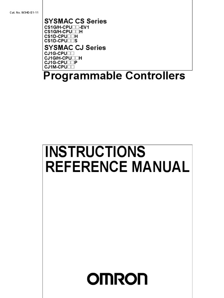 W340 E1 11 CS1 CJ1 M Instruction Reference Version 3 | PDF | Programmable Logic Controller ...