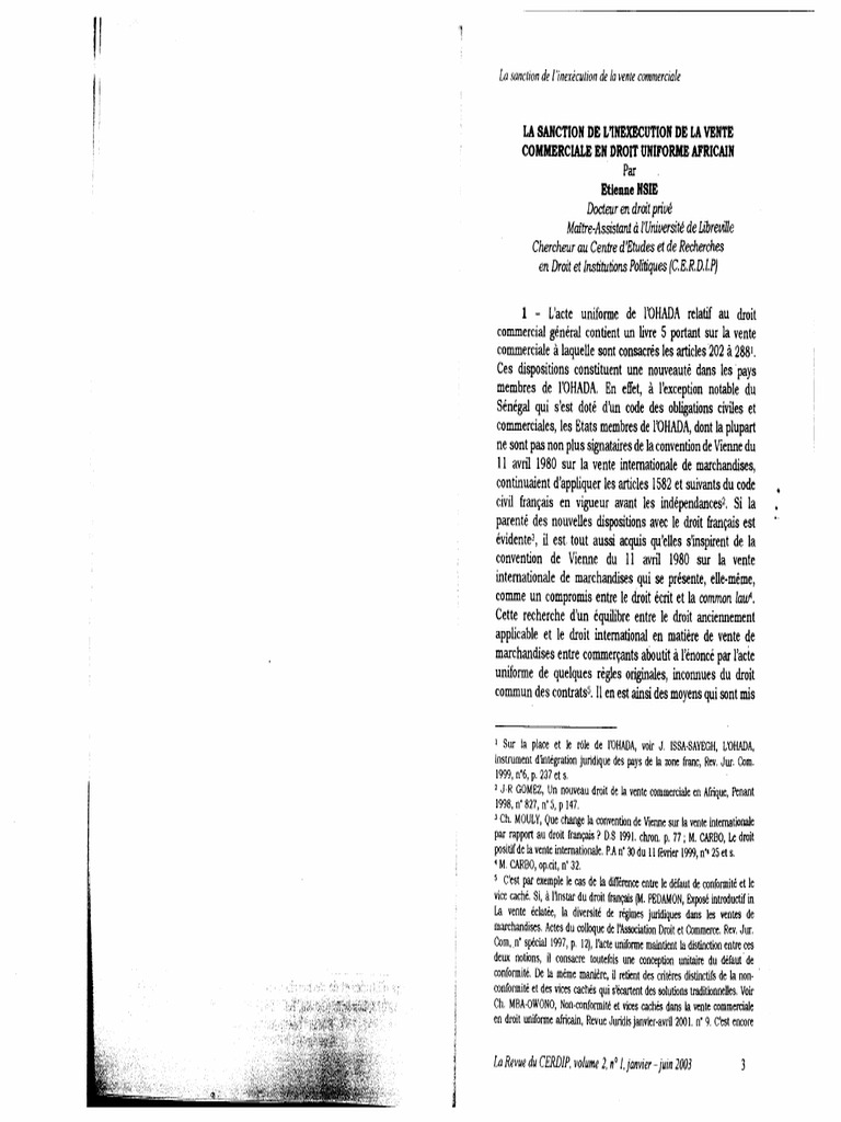 Etienne Nsie Sanction-Inexecution-Vente-Commerciale-Droit-Uniforme ...