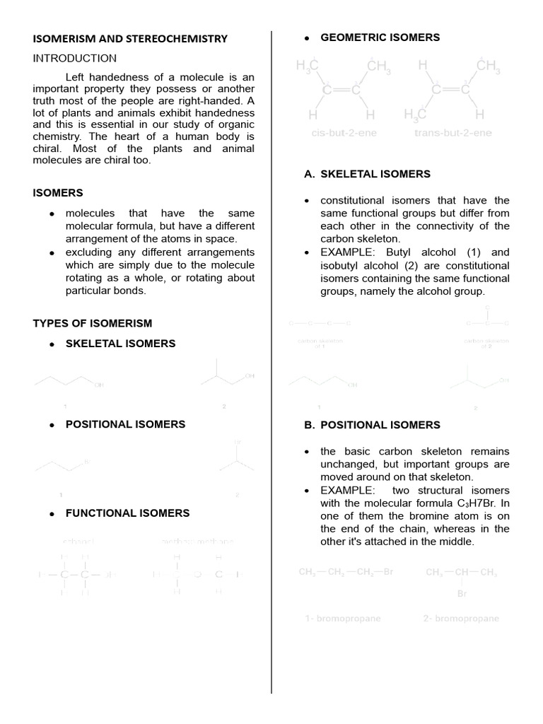 ISOMERISM NOTES | PDF | Isomer | Chirality (Chemistry)