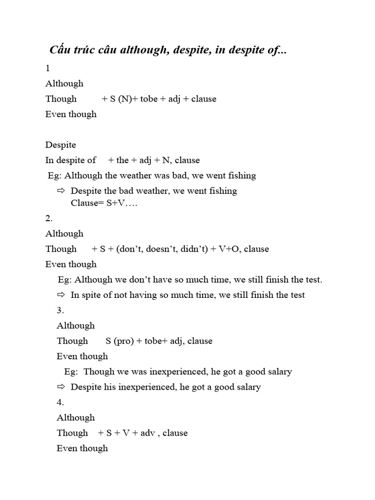 Cấu trúc câu although | PDF