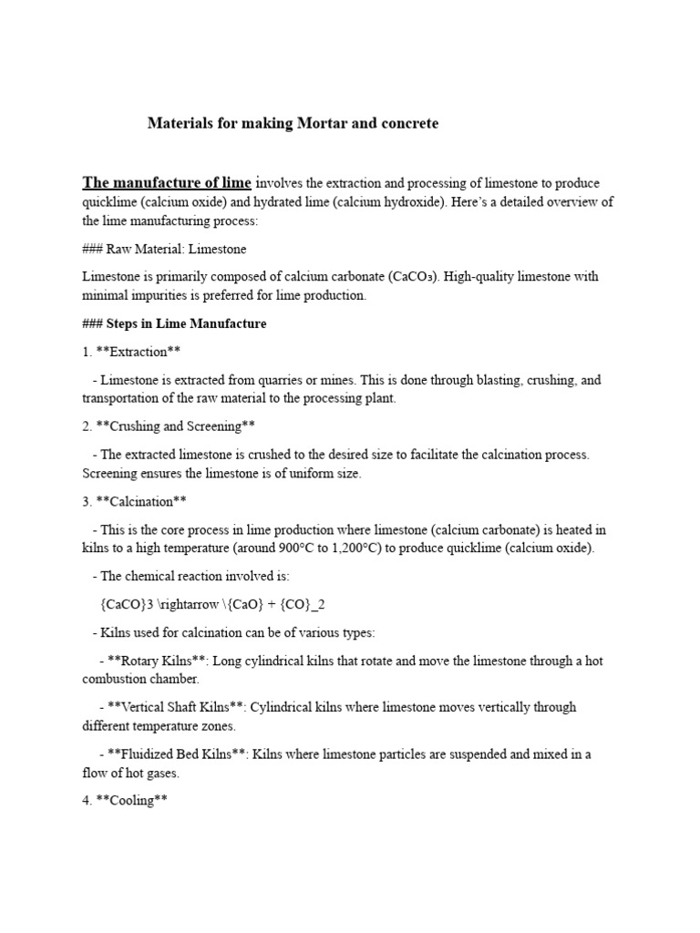Construction Materials Notes Chapter 2 | PDF | Lime (Material) | Concrete
