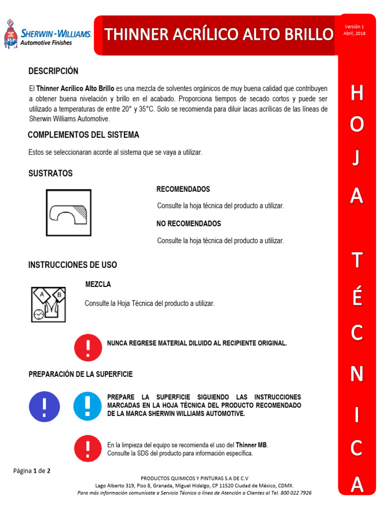 Thinner Acríl Alto Brillo | PDF