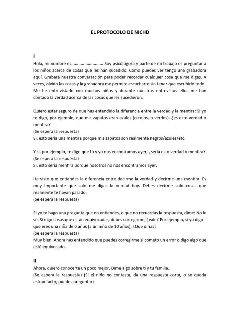 Protocolo de NICHD | PDF
