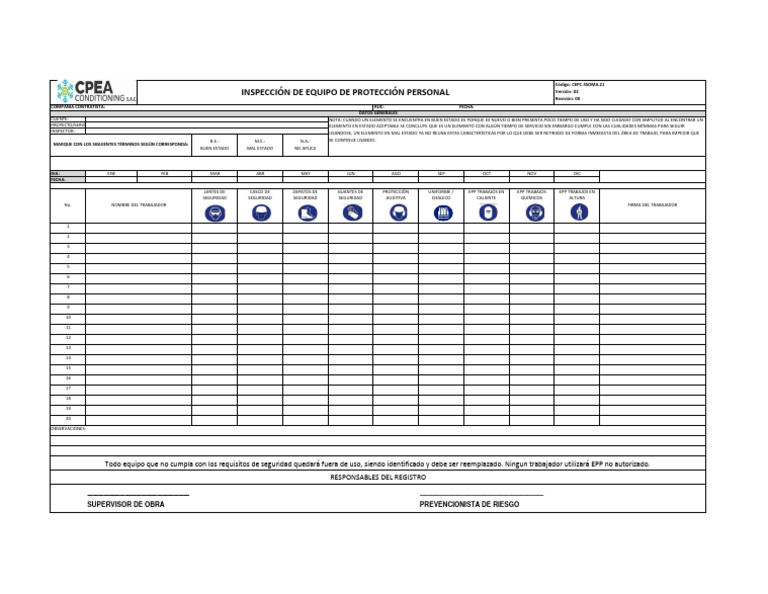 Formato Insp - Epp | PDF