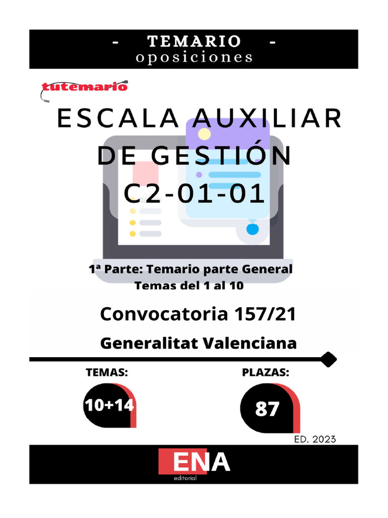 VISTA PRELIMINAR TEMARIO CUERPO AUXILIAR DE GESTION C2 01 01 GVA CONVOCATORIA 157 21 ED. 2023 1a ...