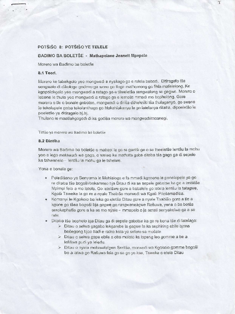 Morero 2 Badimo Ba Boletše - Puku | PDF