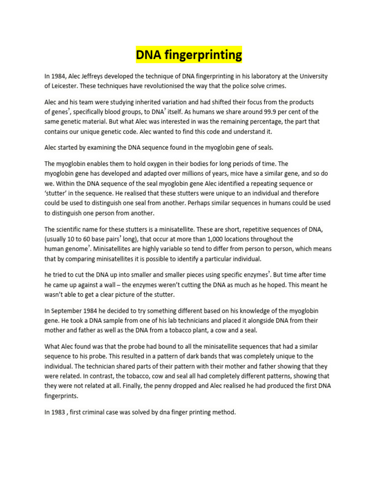 Understanding DNA Fingerprinting Techniques | PDF | Gel Electrophoresis ...