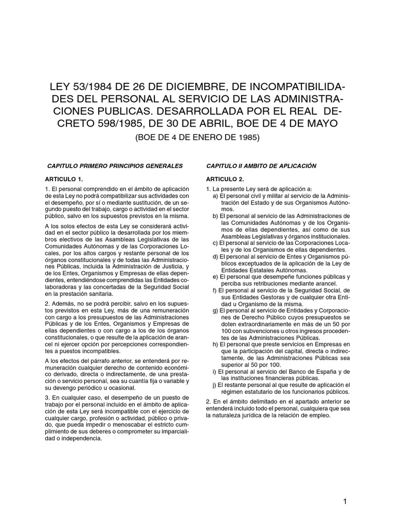 Incompatibilidades del Personal Público | PDF | Gobierno | Gobernancia