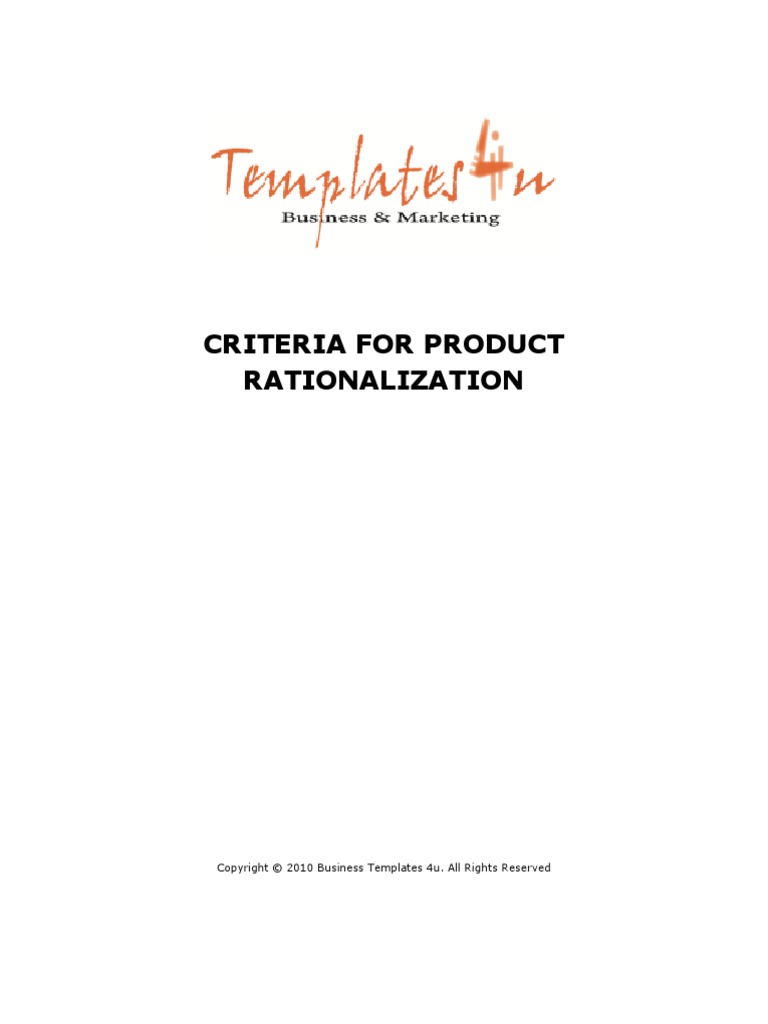 Criteria For Product Rationalization | PDF | Profit (Accounting) | Sales
