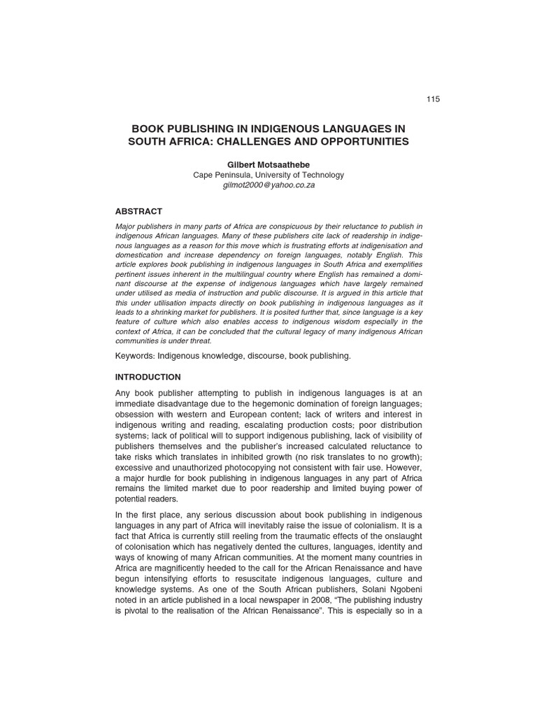 Indigenous Language Publishing in SA | PDF