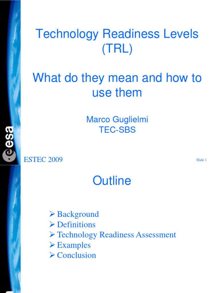 ESA TRL Presentation (MG 01-09-09) | PDF | Prototype | System