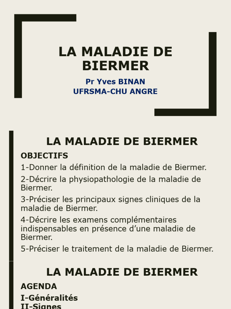 LA MALADIE DE BIERMER - PPTX SME1 2023 | PDF | Vitamine B12 ...