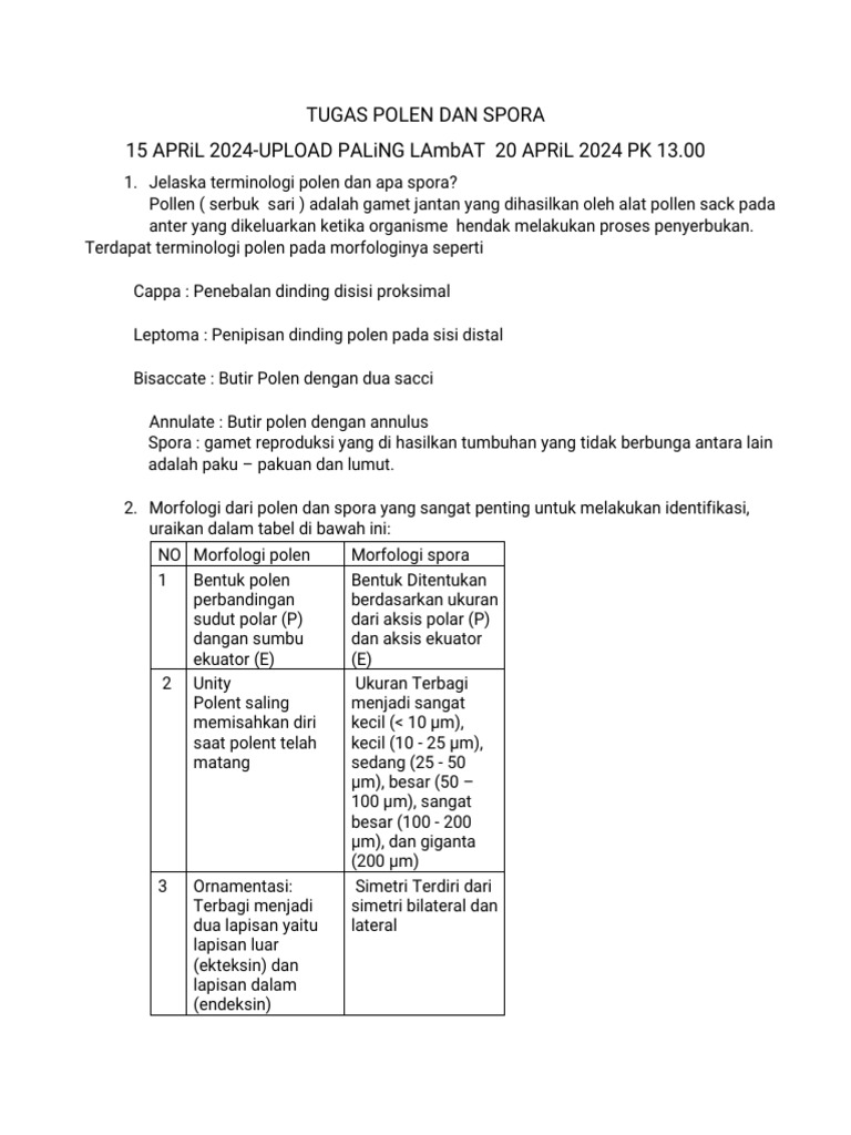 Morfologi Polen dan Spora Tumbuhan | PDF